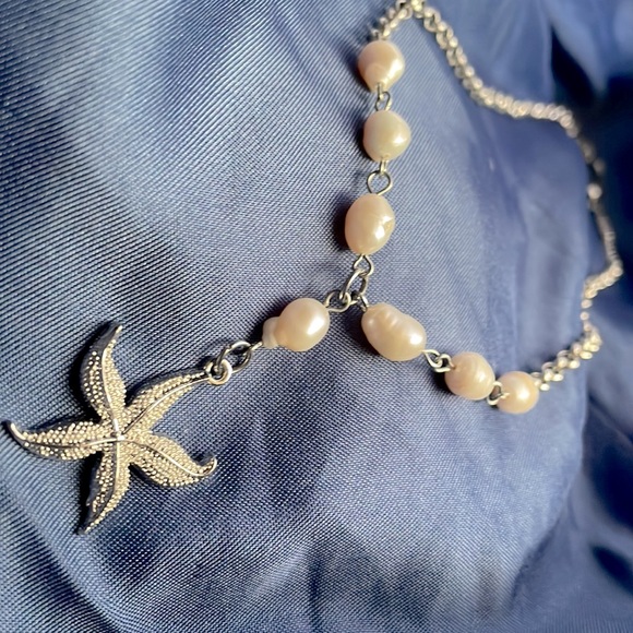 Jewelry | Vintage Whimsical Starfish Genuine Pearls Silver Tone Rolo ...